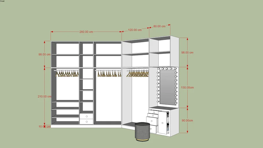 Wardrobe with Dressing Table | 3D Warehouse
