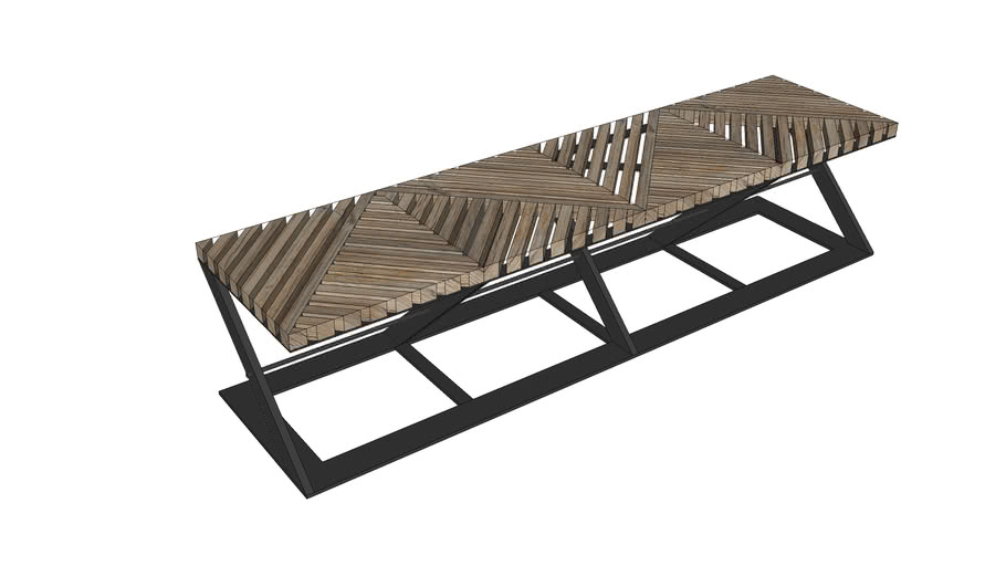 outdoor Wooden and Metal Bench | 3D Warehouse