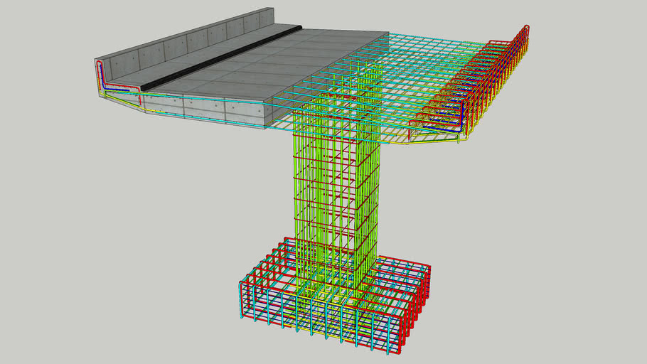 Typical Reinforced Bridge Deck with Column & Base | 3D Warehouse