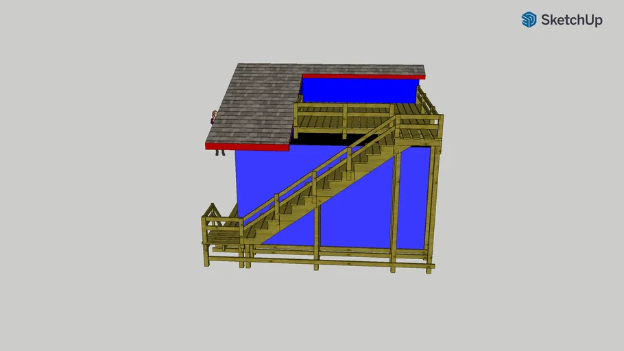 Shed with Deck Terrace | 3D Warehouse