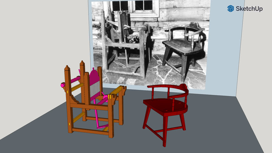 barn loom style tape loom and a low back chair. | 3D Warehouse