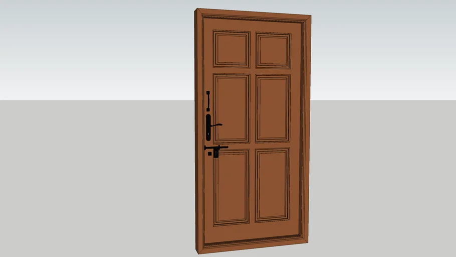 Solid Wooden Entrance Door 3ft 3in x 7ft | 3D Warehouse