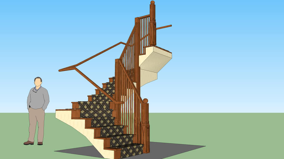 Double winder stair 14 Risers | 3D Warehouse