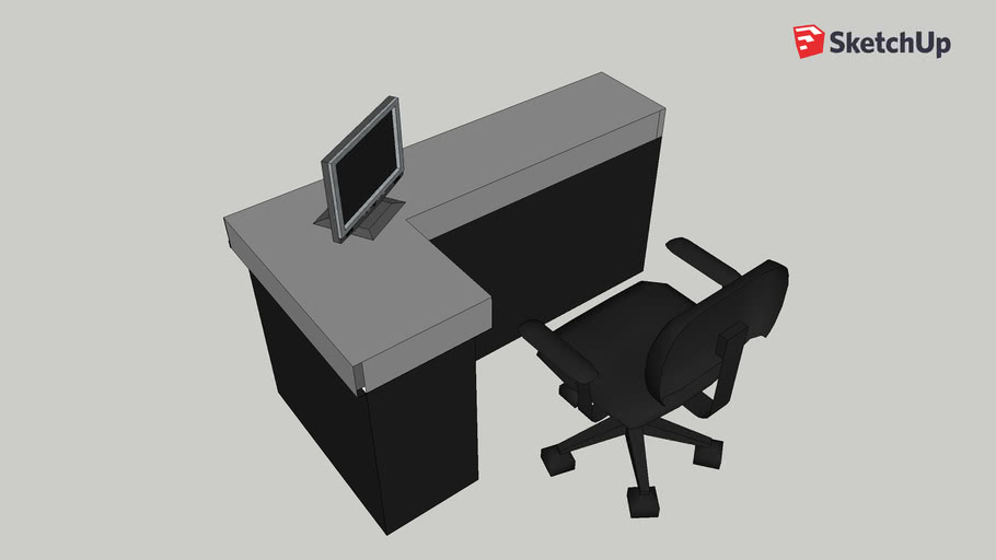 totem right desk (black) | 3D Warehouse
