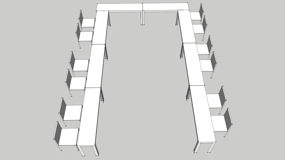 U-shape 2_3 tables with 16 chairs SUU | 3D Warehouse