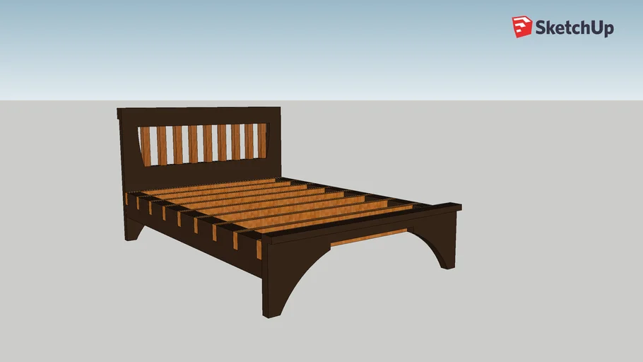 Wooden Queen Bed Frame | 3D Warehouse