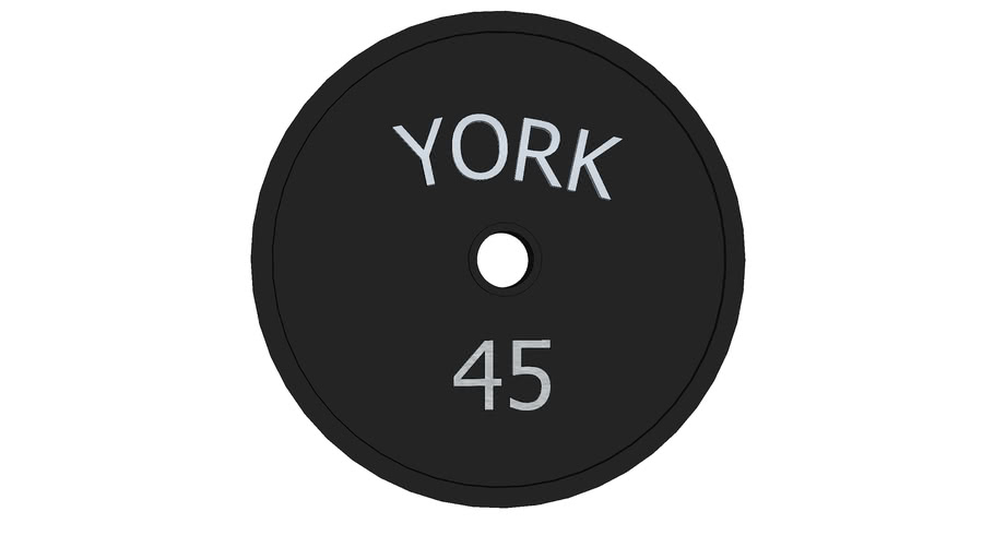 York Standard Olympic Plate 45 LBs | 3D Warehouse