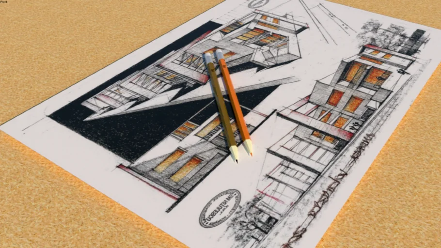 Crayons And Sheet Of Paper | 3D Warehouse