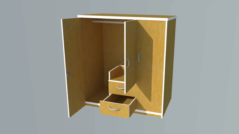 Wood wardrobe 120 X 71 CM (FEE5) | 3D Warehouse