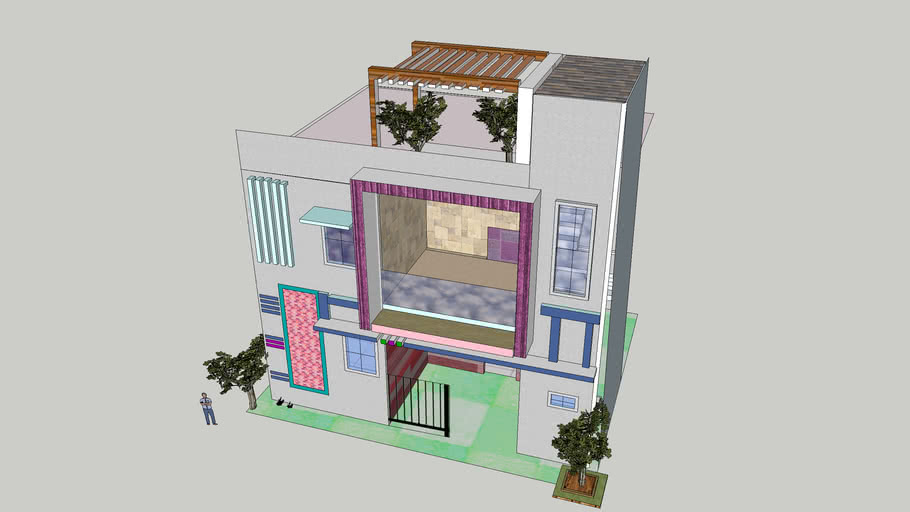 Simple two store elevation home design | 3D Warehouse