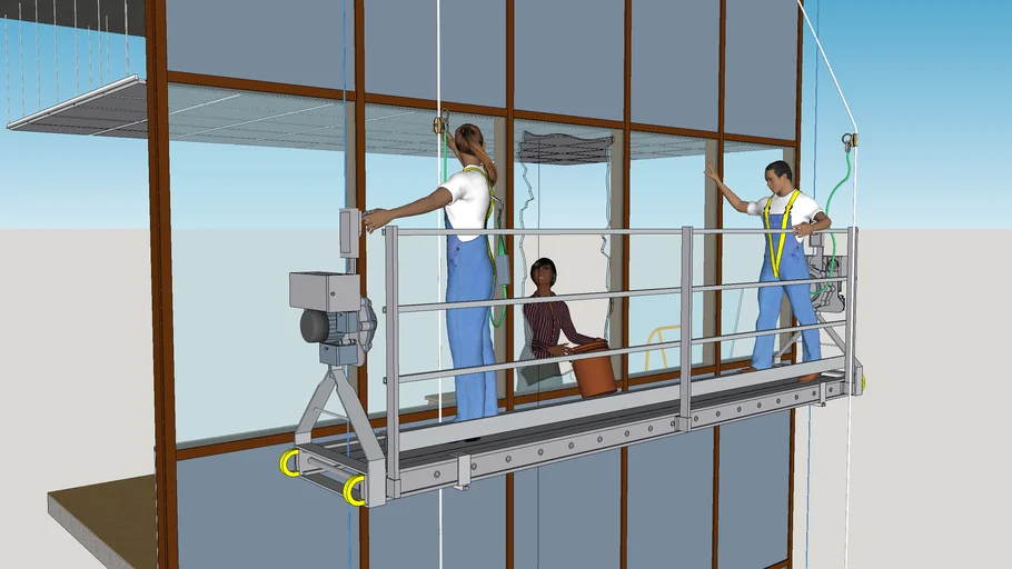 Swinging Stage Glaziers installing Glass. | 3D Warehouse