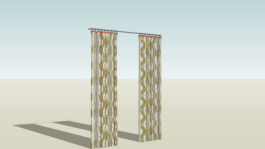 Curtains on return-to-wall curtain pole | 3D Warehouse
