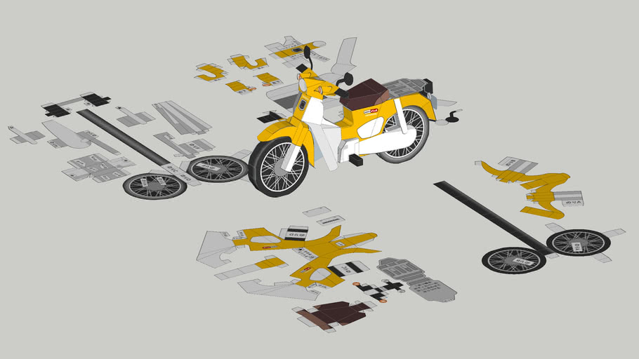 Paperless paper craft HONDA CUB | 3D Warehouse