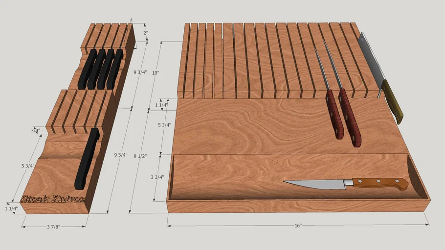 Knife block for kitchen knives and steak knives | 3D Warehouse