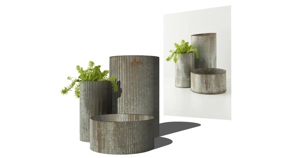 Ridged+Zinc+Pot | 3D Warehouse