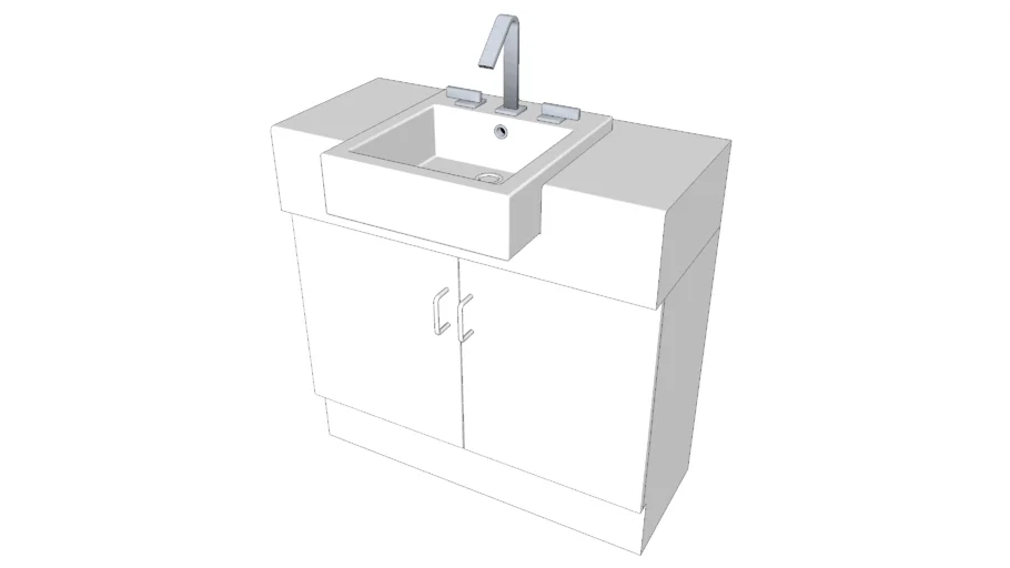 900mm square inset basin vanity unit | 3D Warehouse