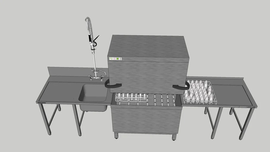 Double Hood Dishwasher & Tabling | 3D Warehouse
