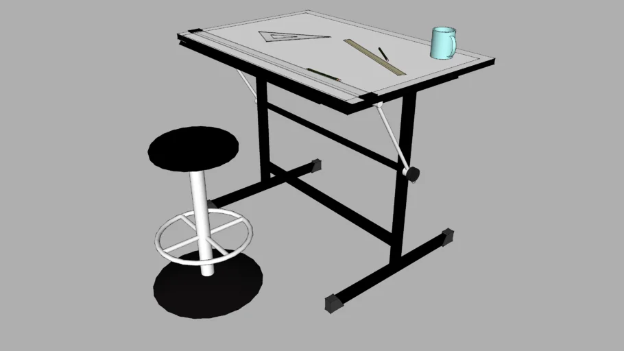 Drawing table with clutter | 3D Warehouse