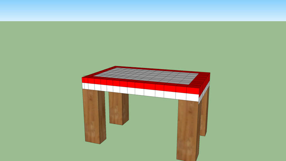Rectangular White Restaurant Table With Red Trim | 3D Warehouse