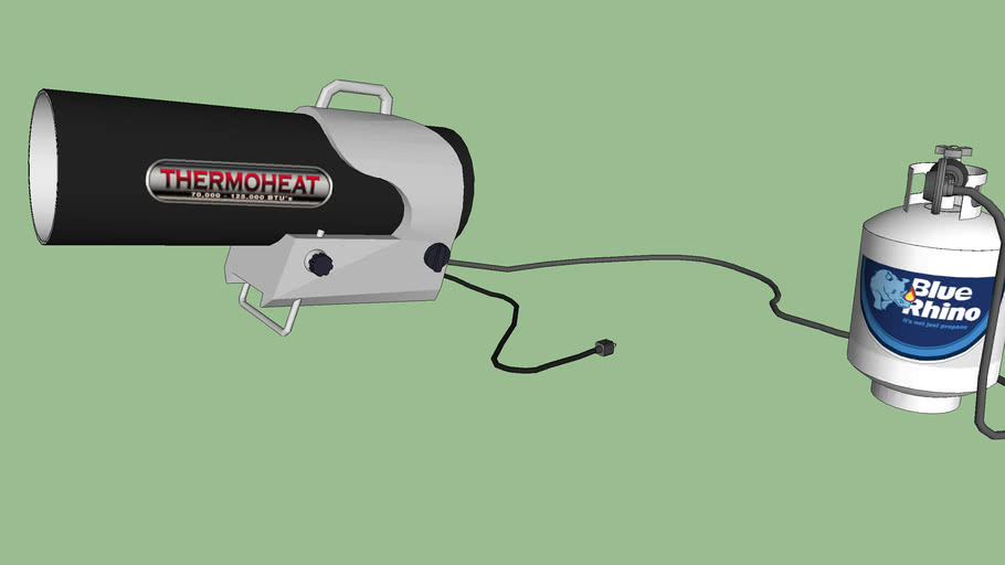 Thermoheat Forced Air Propane Heater with Blue Rhino Tank | 3D Warehouse