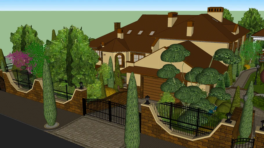 European House With Garden | 3D Warehouse