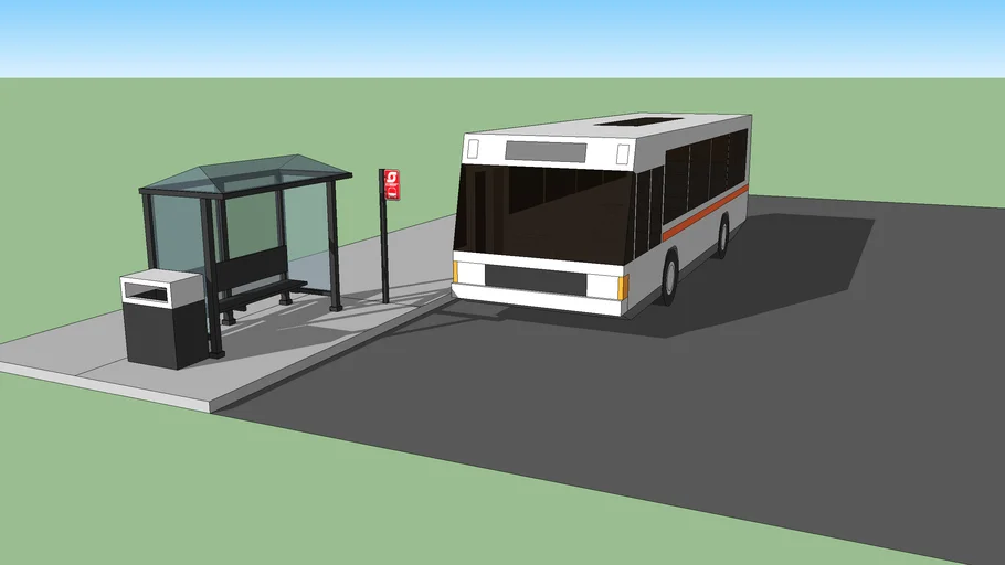 Low Poly Bus and Bus Stop | 3D Warehouse