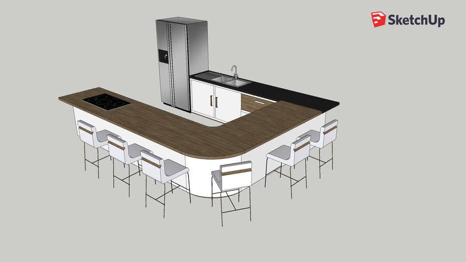 U kitchen bar / cuisine comptoir bar | 3D Warehouse