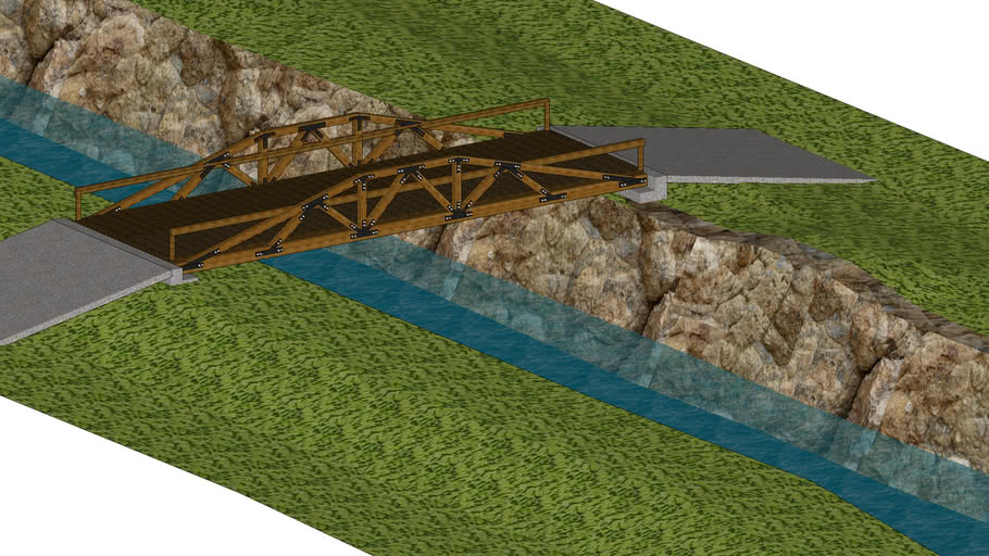 Wood Bridge Across Stream | 3D Warehouse