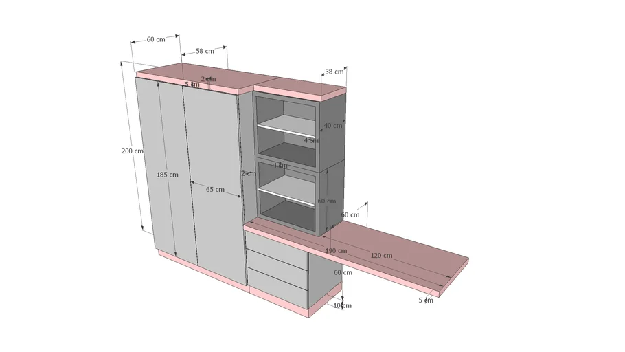 WARDROBE & STUDY DESK | 3D Warehouse