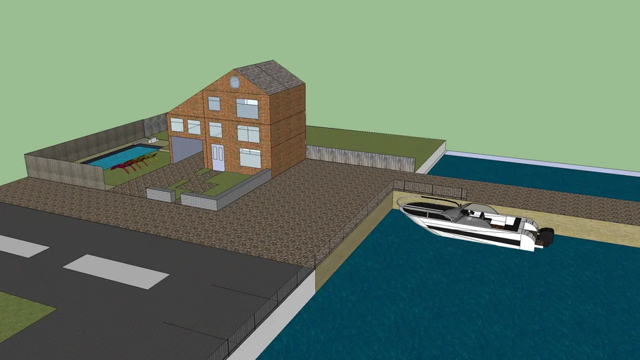 Modern Town House with Sea View - Boat and Pool | 3D Warehouse