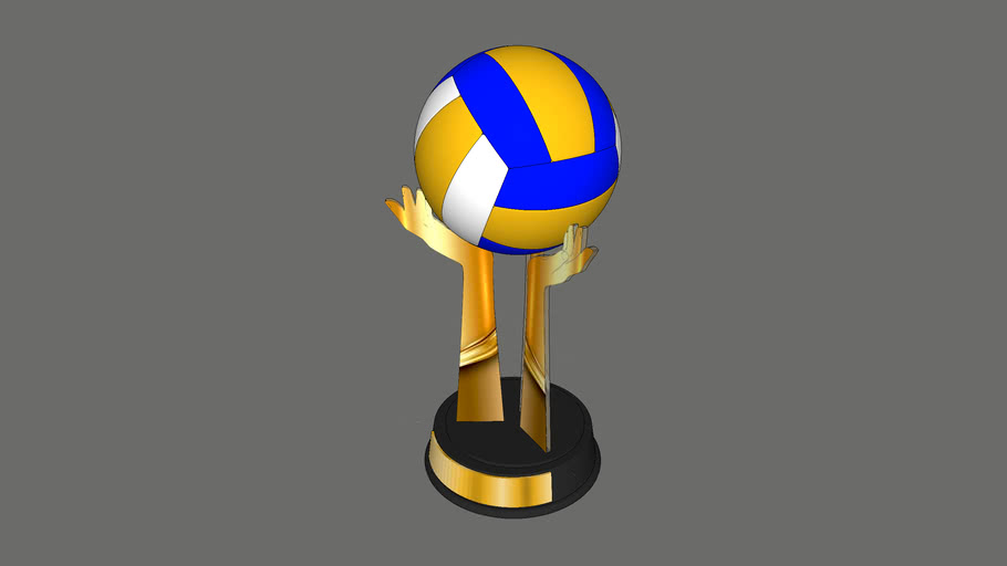 Volleyball Acrylic Trophy with Rounded Wood Base | 3D Warehouse