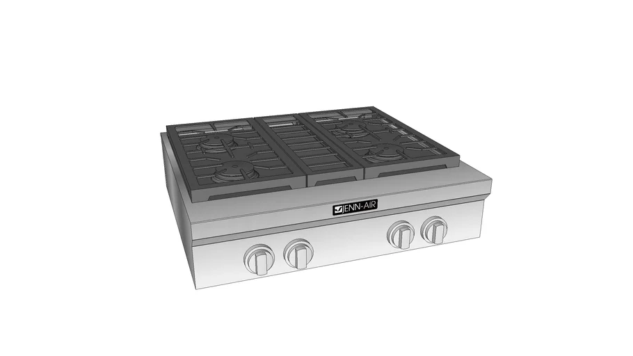 JGCP430WP 30' Pro-Style Gas Cooktop | 3D Warehouse