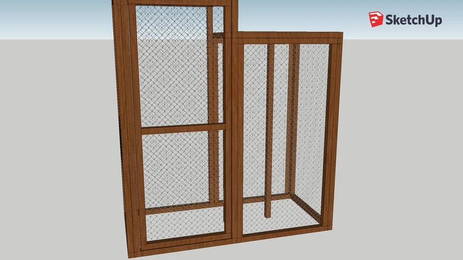 Aviary with walk-in door and food/water bowls - staggered | 3D Warehouse