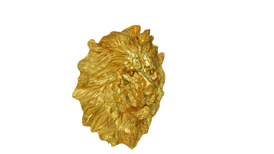 53662 Wall Object Lion Head Gold 90x100cm | 3D Warehouse