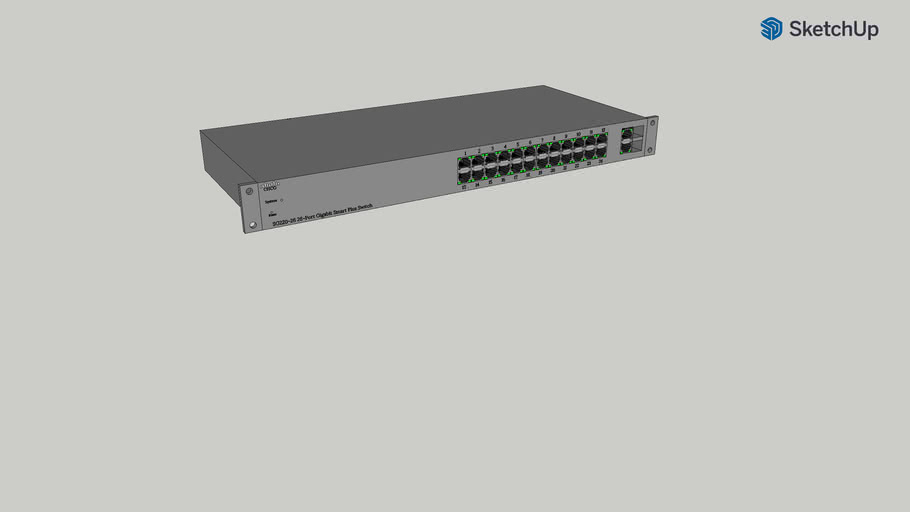 Rack mounted ethernet switch (Cisco Small Business SG220-26) | 3D Warehouse
