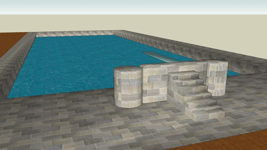 Pool with columned diving board | 3D Warehouse