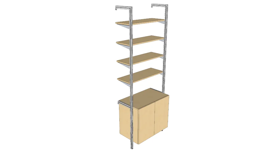 ISS Designs Modular Shelving - 33'W Semi Wall Mounted System With 2DB ...