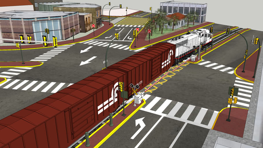 6-way Median Level crossing intersection | 3D Warehouse