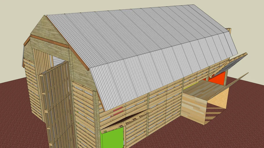 30x15 Tractor, Implements, & Chicken Barn made of pallets | 3D Warehouse