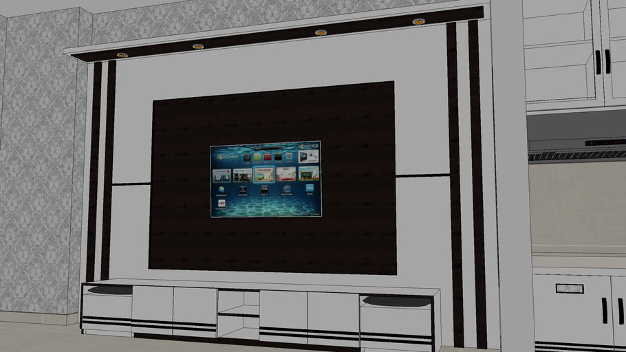 Kitchen set minibar & backdrop tv | 3D Warehouse