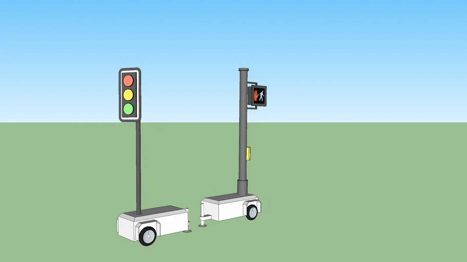 road works traffic lights with pedestrian crossing | 3D Warehouse