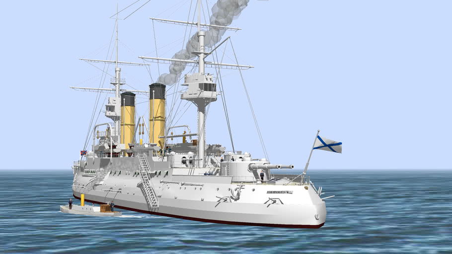 61; Russian battleship Tsesarevich, 1905 | 3D Warehouse