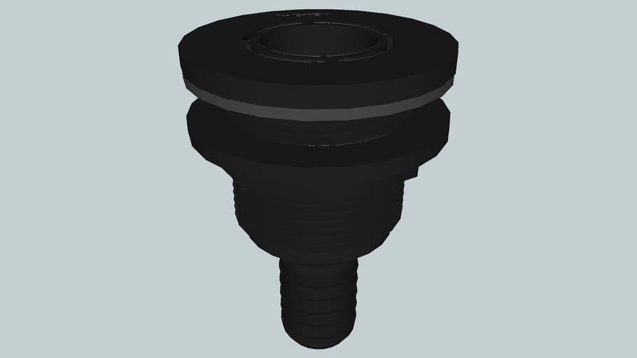 Bulkhead Assembled, 1Inch, 3/4 Inch Barb, 3/8 Inch Glass | 3D Warehouse