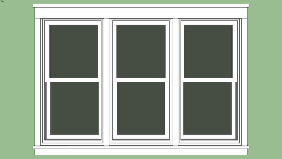Double-hung window 102 in. x 64 in. triple row.skp | 3D Warehouse