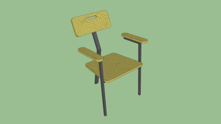 Metal chair with plywood or solid wood | 3D Warehouse