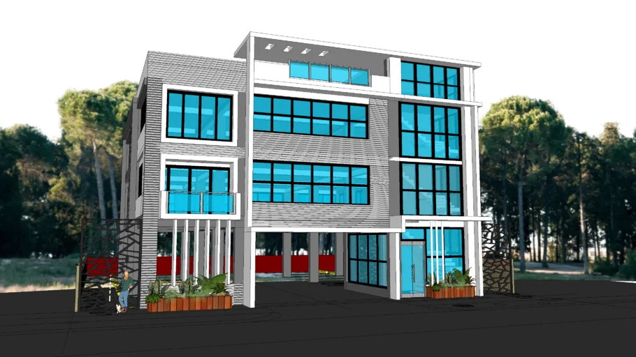 edificio de oficina con parqueo en planta baja | 3D Warehouse