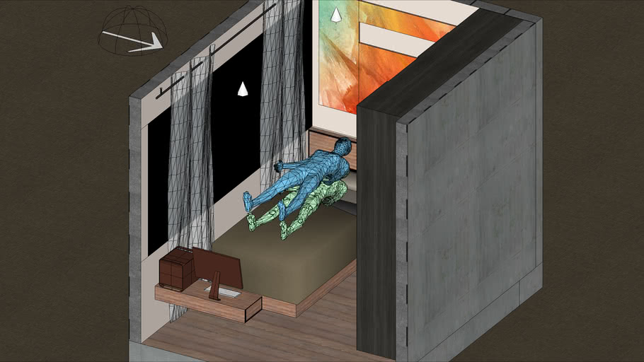 Sleep Paralysis Low Poly Bedroom Model with Human Scale | 3D Warehouse