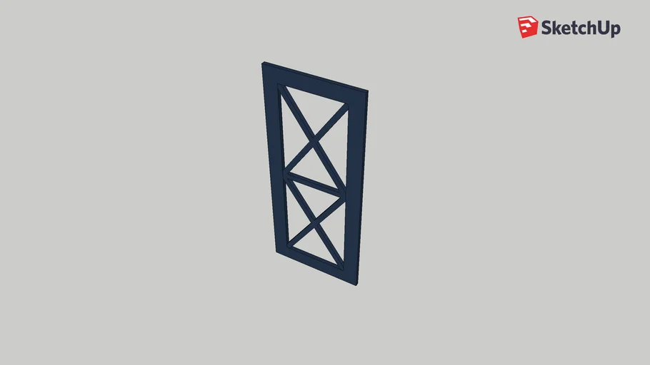 16' Double X Horizontal Line Mullion Door | 3D Warehouse