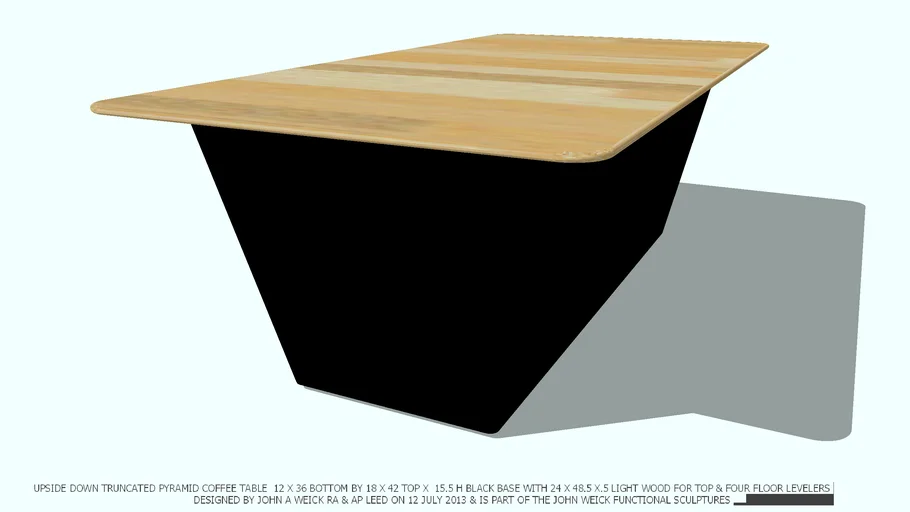 COFFEE TABLE BLACK TRUNCATED LT WD 2X4 TOP DESIGNED BY JOHN A WEICK RA ...