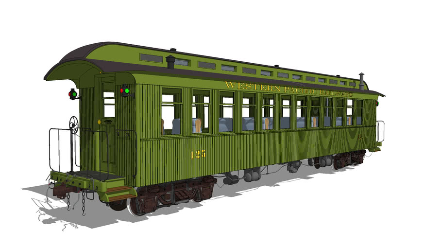 Old vintage clerestory passenger railway car | 3D Warehouse